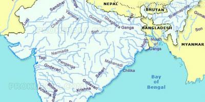 Sve reke u Indiji mapu - Sve rijeke Indiji u mapu (Južne Azije - Aziji)